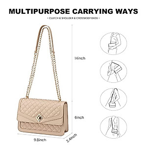LOVEVOOK Shoulder Bag for Women Quilted Crossbody Purse,Leather Chain Bag for Gift Classic Satchel Handbag Nude