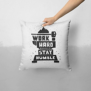 iiRov Work Hard Stay Humble - Custom Decorative Home Decor Indoor or Outdoor Throw Pillow Cover Plus Cushion Set for Sofa, Bed or Couch (Pillow CASE Cover Plus Cushion)