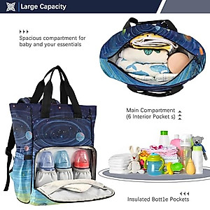 xigua Colorful Universe Diaper Bag Backpack Multi Function Baby Changing Bags Waterproof Large Capacity Travel Back Pack for Mom Dad