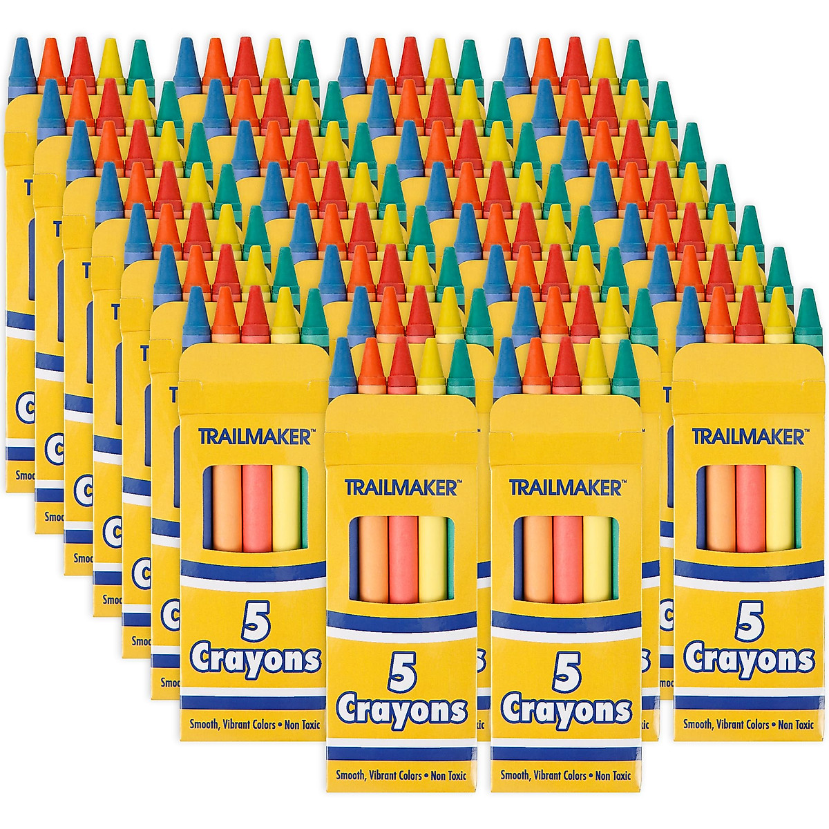 Trail maker Wholesale Bright Wax Coloring Crayons in Bulk 24 Pack, 5 Per Box in Assorted Bundle Art Sets (24 Pack)