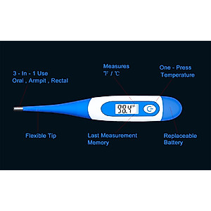 BESTWYA Oral Thermometer, Digital Thermometer for Fever (A, Pack of 4)