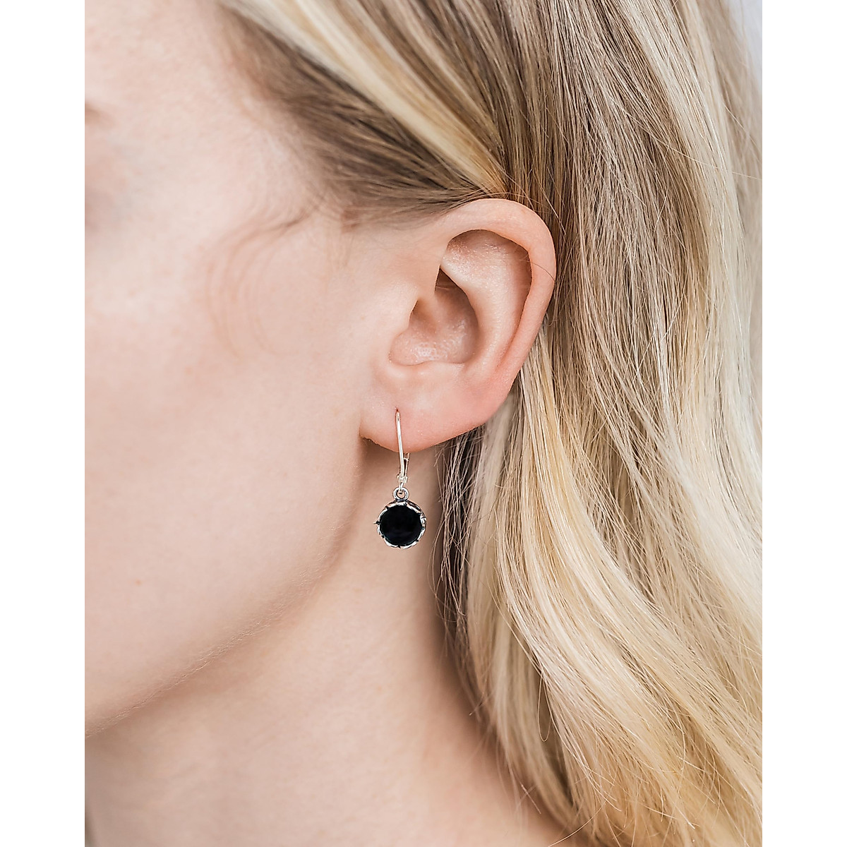 Bottled Up Designs Handmade Vintage Black Leverback Earrings, Recycled Antique Depression Bottle Glass, Sterling Silver, Eco Friendly, Made in USA, Birthday Gifts, Mothers Day, Women, Anniversary