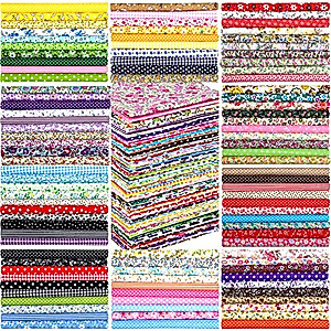 100 Pcs 8 x 8 Inch Cotton Fabric Bundle Pre Cut Quilt Squares Multi Color Printed Floral Square Patchwork Fabric Floral Printed Sewing Supplies for Quilting Patchwork, DIY Craft, Scrapbooking