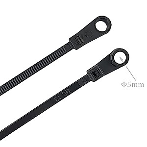 HS Plastic Ties with Screw Holes (100 Pack) 7.5 Inch Mount Head Electrical Zip Ties 50 LBS,UV Black