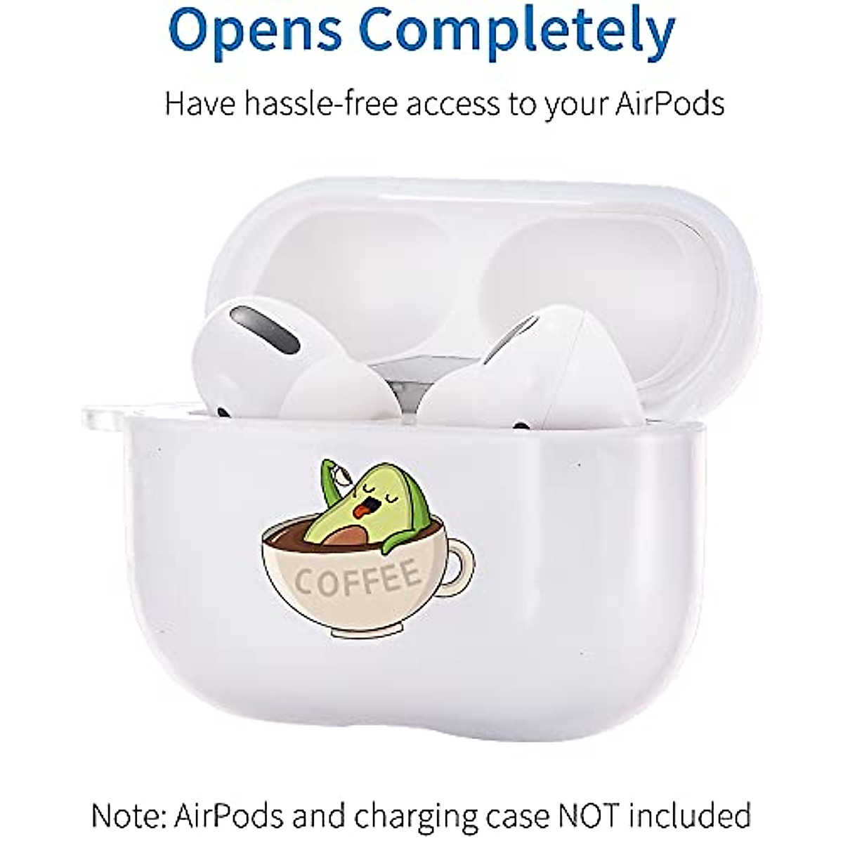 Idocolors Cartoon AirPods Case Compatible with AirPods Pro/3 for Girls Boys,Cute Creative Cases,Clear Smooth TPU Silicone Shockproof Dustproof Cover, Avocado Pattern Case with Keychain