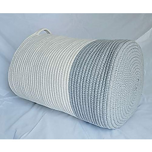 Grey Woven Rope Tall Toys Storage Basket with Handles Blankets Clothes Towels Laundry Basket Nursery Organizer Bins