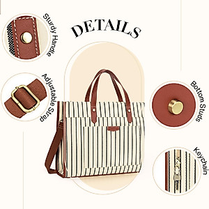 Missnine Laptop Tote Bag Canvas Laptop Bag 15.6 inch Work Shoulder Bags Casual Briefcase Handbag for Travel, Office, College (Stripe)