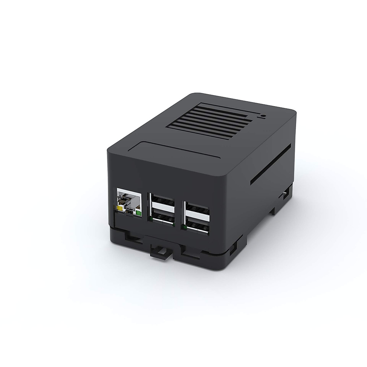 MaticBox Case for Raspberry Pi 3 / Pi 2 / Tinker Board – Low Profile, Stackable, Universally Mountable DIN Rail, Automation Friendly, Fan Support (Black)