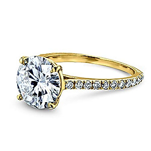 Kobelli 3 Carats ct.tw Basket Cathedral Round Brilliant-cut Moissanite Engagement Ring 14k Yellow Gold, (GH/VS, GH/I) 6