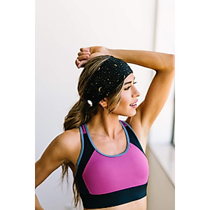 Maven Thread Lunar 2 Pack, Women's Workout Headbands, Wide Headbands for Women, 4" Thick Non Slip Sweatbands for Exercise, Gym hairband Athletic Workouts and Yoga, Black