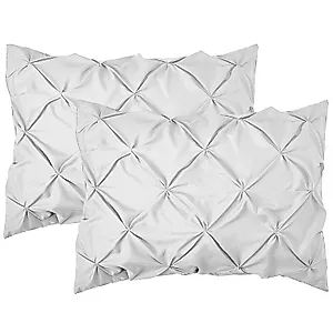Elegant Comfort 2-Pack Sham Set Pinch Pleat Design, 1500 Premium Hotel Quality Microfiber, Stylish Design-Easy Care, Wrinkle and Stain Resistant, 2-Piece Sham Set, Pleated Standard/Queen, White