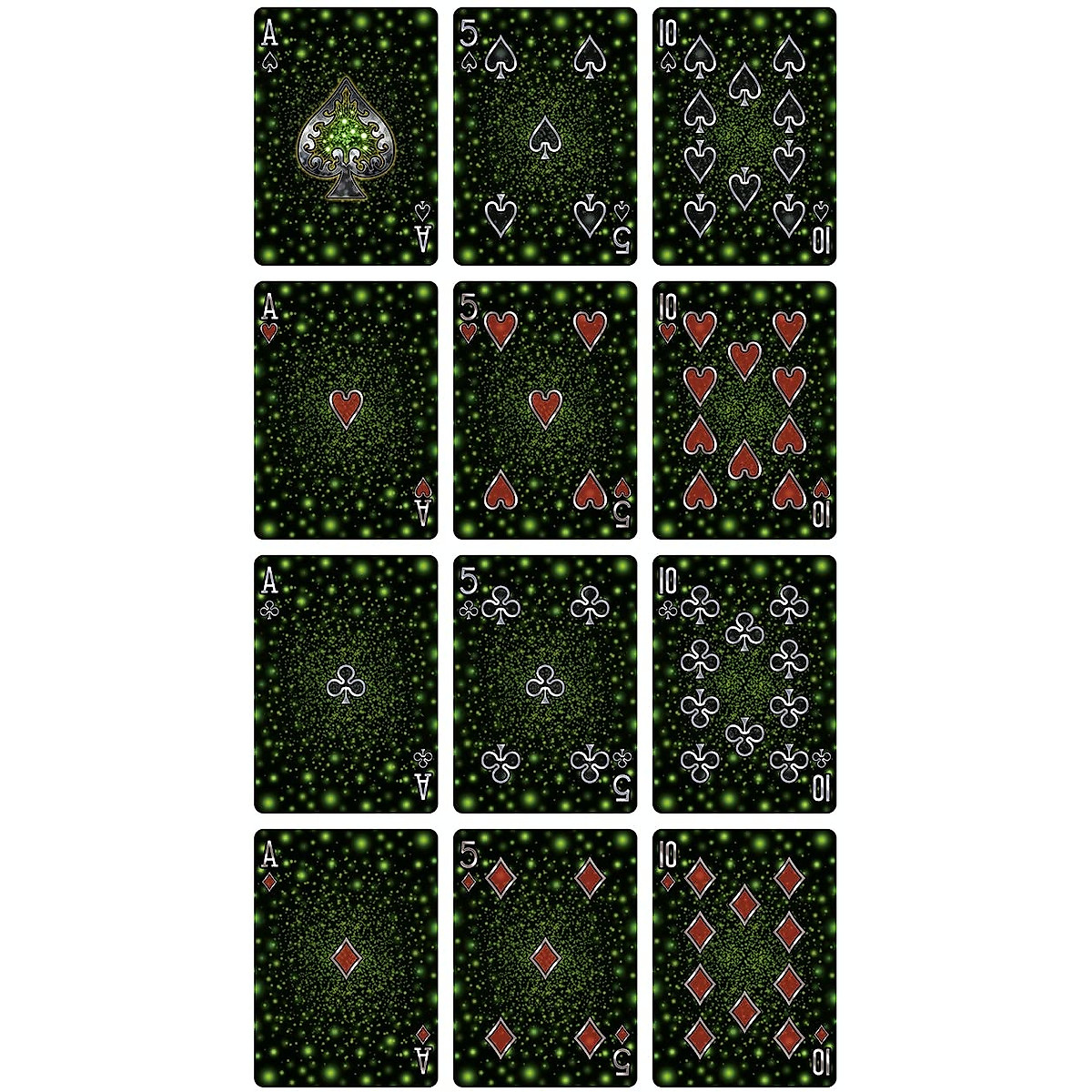 Bicycle Playing Cards Fireflies Design | Limited Edition Deck Pitch-Black with Glowing Effects, Silver