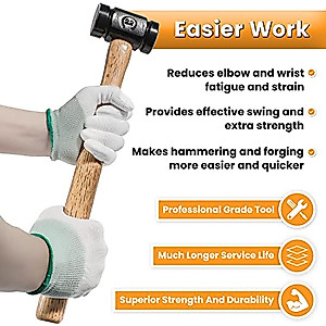 36 oz Rounding Hammer Blacksmith Bladesmith Forge Engineer Drilling Hammer Handmade Knife Making Metal Working Forging Farrier Tool Flat Round Face with Wooden Handle Steel Head