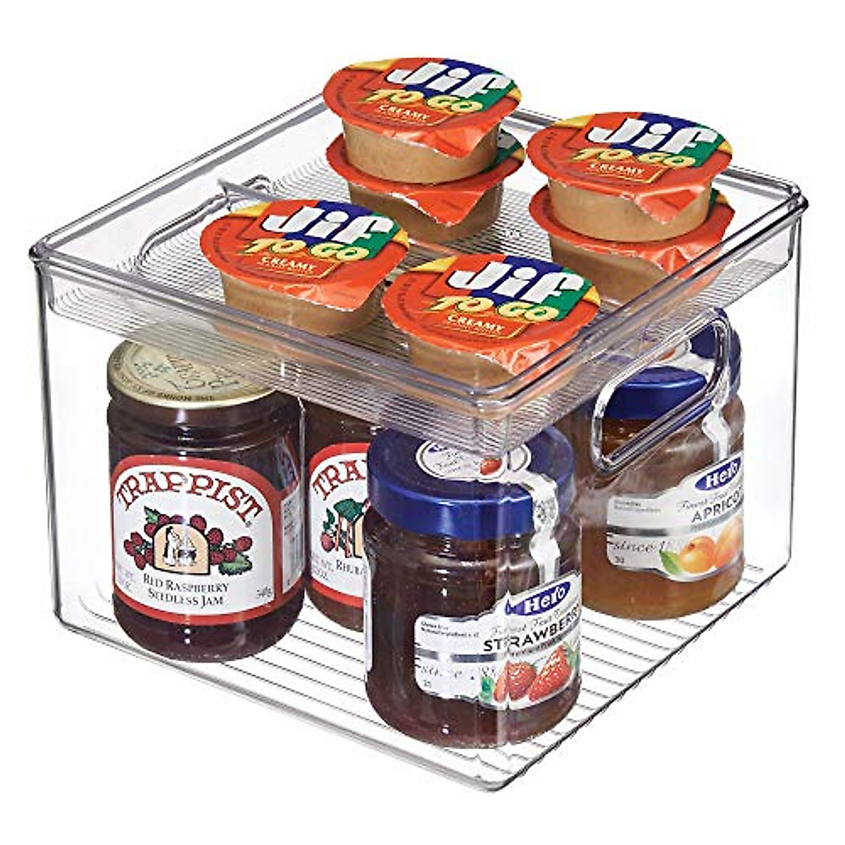 iDesign InterDesign Kitchen Bin with Removable Divided Tray for Food Storage-Clear Fridge Binz 2 Piece, 8 x 8 x 6, Small