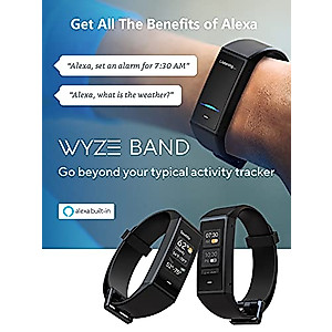 WYZE Band Fitness Tracker with Alexa Built-in, Activity Tracker Watch with Heart Rate Monitor, Smart Fitness Band with Step Counter, Calorie Counter, Pedometer Water Resistant, Black