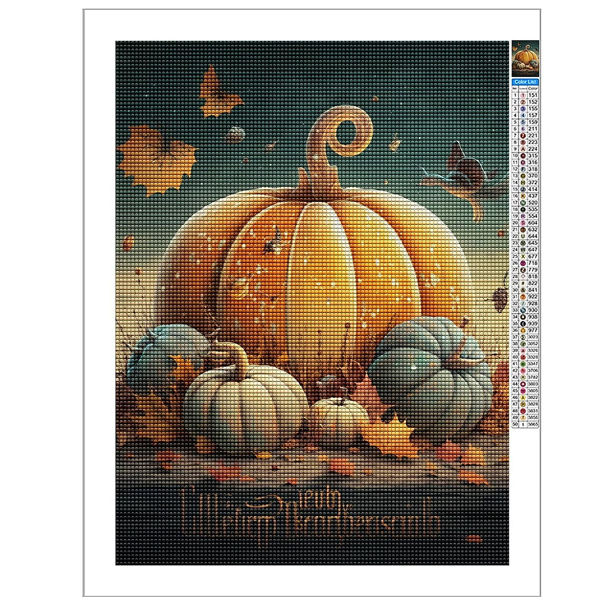 Champi 5D Autumn Diamond Wall Art, Pumpkin Diamond Art Kit for Adults, DIY Pumpkin Diamond Gemstone Bead Art Kit for Gifts and Home Wall Decor 12x16 inches, yjl01