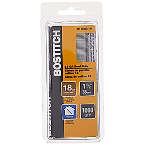 BOSTITCH Brad Nails, 18GA, 1-1/2-Inch, 1000-Pack (BT1338B-1M)