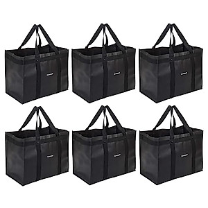 Homemell Reusable Grocery Bags Heavy Duty Foldable Shopping Bags - Extra Strength Large Size Black Collapsible Tote