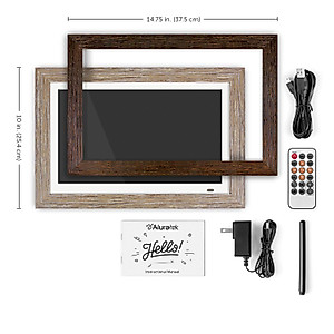 Aluratek 13" Distressed Wood Digital Photo Frame with 8GB Built-in Memory, 2 Interchangeable Frames, USB/SD/SDHC Supported, Built-in Clock & Calendar, Non-WiFi
