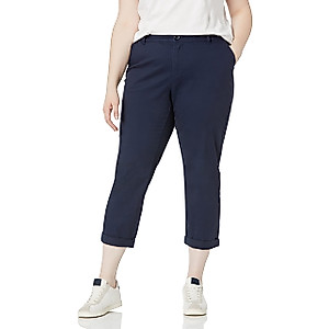 Amazon Essentials Women's Mid-Rise Slim-Fit Cropped Tapered Leg Khaki Pant (Available in Plus Size), Navy, 12