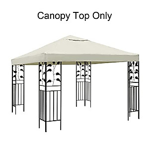LooDro Canopy Replacement Top Cover Polyester Cloth Single/Double Tier Patio Grill Gazebo Pop Up Tent Roof Replacement Top Outdoor Gazebo Tent Shelter with Air Vent for 10'X10'