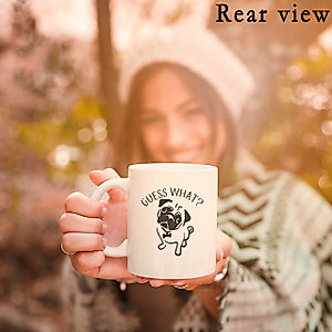 QUICQOD Funny Best Gifts for Kids Girls Women Pug Mom Pug Lovers - Guess What Pug Butt 11 Oz White Coffee Mug - Christmas Thanksgiving Birthday Anniversary Presents