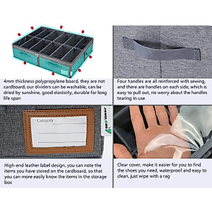 PENGLONG 16 Pairs Adjustable Shoe Organizer for Closet, Wardrobe Clothes Organizer, Space Saving Shoe Bin, Closet Storage Solution Box with Clear Window (Dark grey)