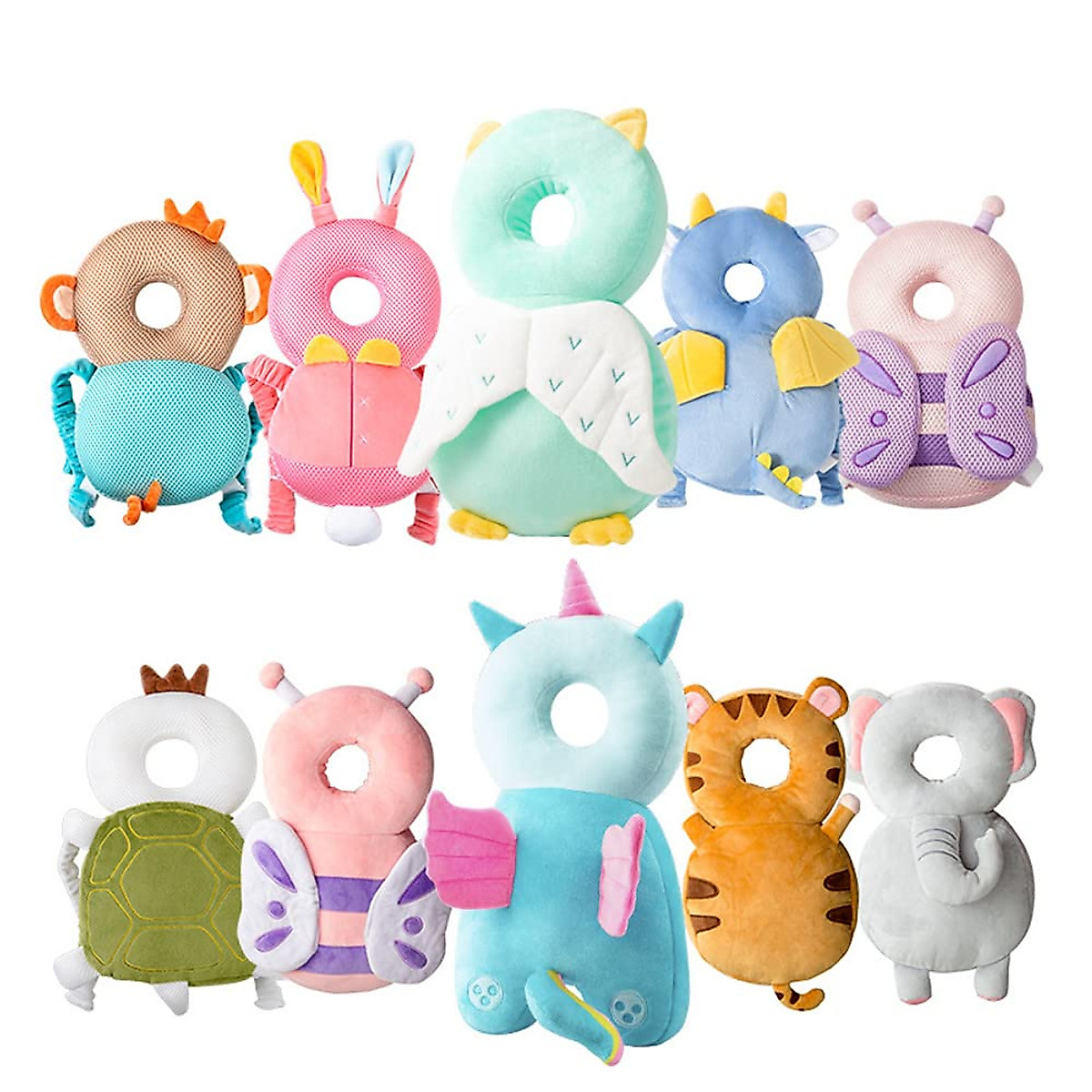 Baby Head Protector & Baby Knee Pads for Crawling, Adjustable Toddlers Head Safety Pad Cushion Backpack, Baby Back Protection for Crawling & Walking, for Age 5-24Months (Bee)