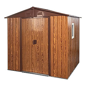 KELRIA 6 x 4 FT Outdoor Storage Shed, Metal Outside Sheds/Outdoor Storage with Sliding Doors and Vents, Steel Garden Shed Outdoor Utility Tool Shed with Pent Roof for Backyard Patio Garden Lawn, Grey