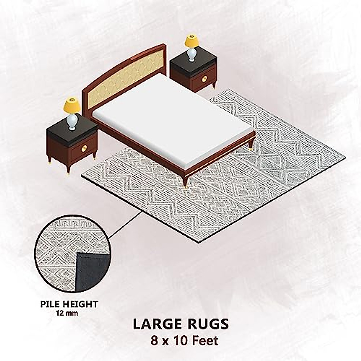 Handicrafts Home Wool Rug - 8x10 feet Handmade Area Rug - Premium Hand-Tufted Wool Boho Area Rug - Modern Decorative Rug for Office, Home, Hallway - Made in India - Still River Grey