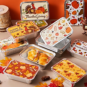 JOYIN 36Pcs Thanksgiving Leftover Containers with Lids, Fall Festive To Go Food Containers, Thanksgiving Tin Foil Containers for Party Leftovers & To-Go Meals, Thanksgiving Party Disposable Containers