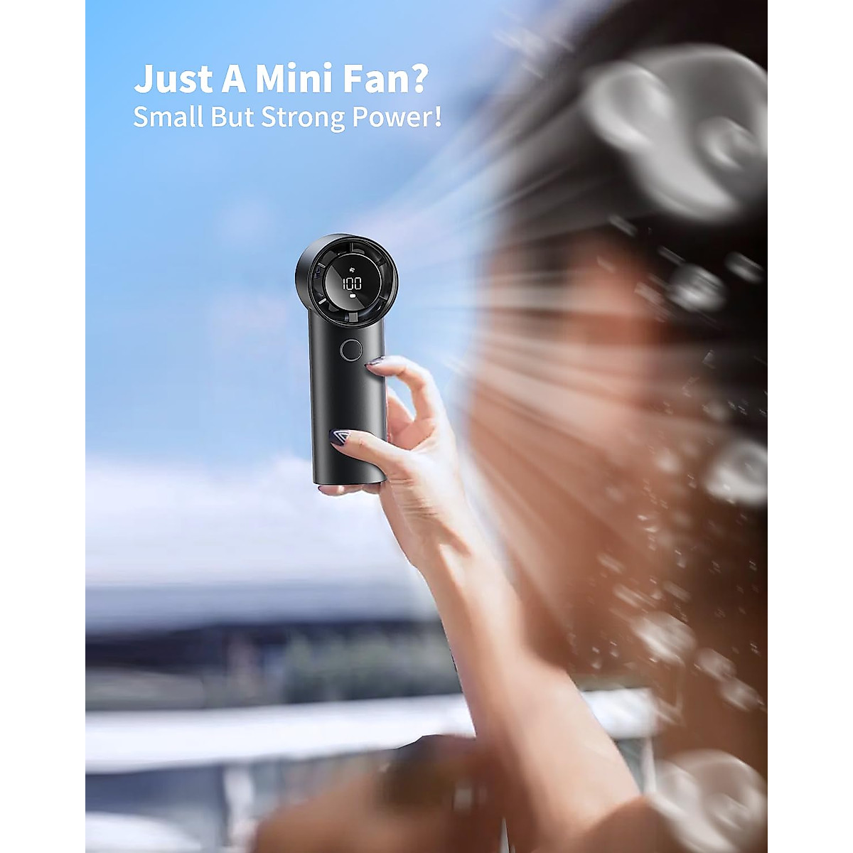 coldSky Portable Handheld Turbo Fan, 5 Speed Adjustable Personal Small Fan With Digital Display, Powerful High Speed 6000mAh Battery Operated Cooling Fan With Base For Outdoors, Travel, Home, Desk