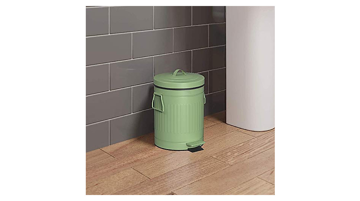 Vintage Retro Green Trash Can - Elegant & Functional