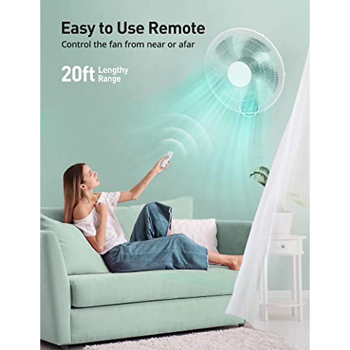 PARIS RHÔNE Wall Mount Fan, 16 inch Wall Fan with 5-Blades, 5 Speeds, 20ft Remote Control, Wide 90-Degree Oscillation, 8 Hour Timer, Quiet Operation, Fans for Bedroom, Kitchen, Study & Home Gym