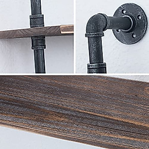 Industrial Pipe Shelving Wall Mounted,Wall Shelf Unit Bookshelf Hanging Wall Shelves,43in Rustic Metal Floating Shelves,Steampunk Real Wood Book Shelves,Farmhouse Kitchen Bar Shelving(3 Tier)