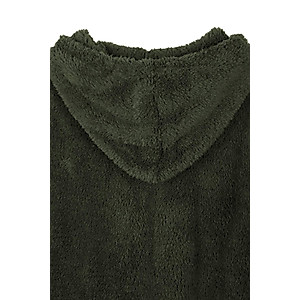 COCOLEGGINGS Women's 2023 Fashion Fuzzy Warm Casual Loose Hooded Sweatshirt Hoodies with Pockets Outerwear Army Green XL