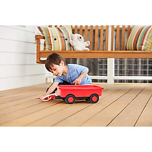 Green Toys Sesame Street Elmo's Wagon, Red - Pretend Play, Motor Skills, Kids Outdoor Toy Vehicle. No BPA, phthalates, PVC. Dishwasher Safe, Recycled Plastic, Made in USA.