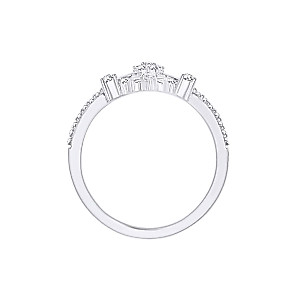 AFFY 1/4 Carat Round White Natural Diamond Snowflake Ring In 14k White Gold Over Sterling Silver (I-J Color, I2-I3 Clarity, 0.25 Cttw) Ring Size-7.5