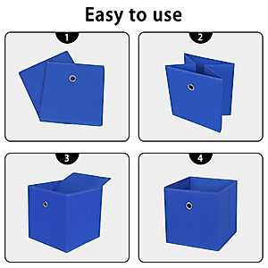 SEVENDOME 11 Inch Collapsible Storage Bins,Fabric Storage Cubes Foldable Storage Baskets For Home Bedroom,Closet Organizers And Storage For Shelf Closet, Bedroom Organizers,Set of 3,(Dark Blue)