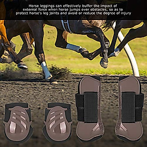 Horse Leg Protector PU Horse Front Hind Leg Boots Horse Riding Boots Pony Shock Absorbing Show Competition Leg Protection[Brown L] Hip & Joint Care
