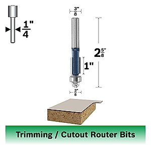 BOSCH 85268M 3/8 In. x 1 In. Carbide Tipped 2-Flute Flush Trim Bit