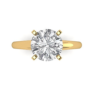 2.5 Carat Round Cut Custom Engraving Moissanite Engagement Wedding Bridal Everlasting Ring 14k Yellow Gold 5.5 US
