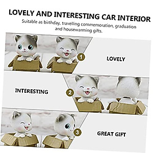 HEASOME 2pcs Cat Bobble Head Ornament Car Decoration Christmas Party Stocking Stuffer Auto Decorations Resin Cat Toy White Child Shake Your Head