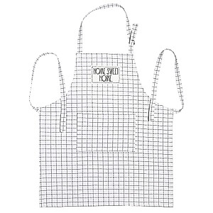 Rae Dunn Kitchen Apron for Adults, Adjustable Aprons for Cooking with Long Strap and Ties, Baking, BBQ, Machine Washable, Cotton Window Pane Apron Embroidered HOME SWEET HOME
