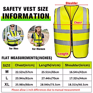 Zhanmai 10 Pcs Reflective Safety Vest Yellow High Visibility Vest Construction Work Vest for Men Women(M)