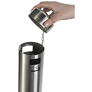 Displays2go Cigarette Receptacle, Iron, Stainless Steel Construction – Silver Finish (SMOKFLSV)