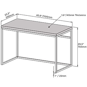 CENSI Computer Workstation Desk for Home Office, PC Laptop Writing Desk, Grey, 47 Inch Wood and Metal, Extra Thick and Deep Tabletop
