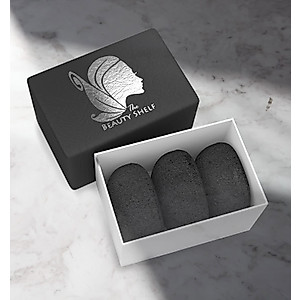 The Beauty Shelf Konjac Sponge (3 Pack) Activated Bamboo Charcoal. Facial Cleansing & Exfoliating Beauty Sponges