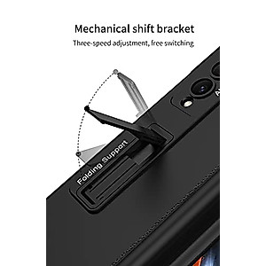 SHIEID Samsung Z Fold 3 Case, Galaxy Z Fold 3 Case with Hinge Protection S Pen Holder Kickstand & Built in Screen Protector Case Cover Fit Samsung Galaxy Z Fold3 Case, Champagne Gold