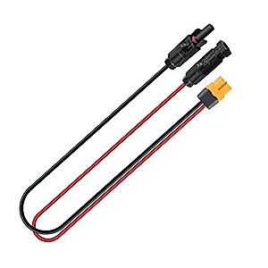 ZkeeShop Solar to XT60 Solar Charge Cable Solar Connector to XT60 Adapter Solar Panel Extension Cable 12AWG Cable Compatible for Ecoflow Delta River EB55 Solar Generator Portable Power Station 60CM